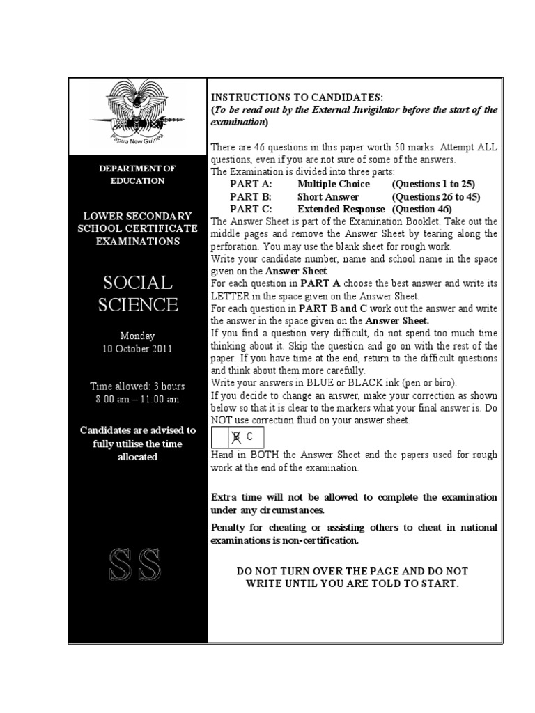 Exam Grade10 2011 Socsci | PDF