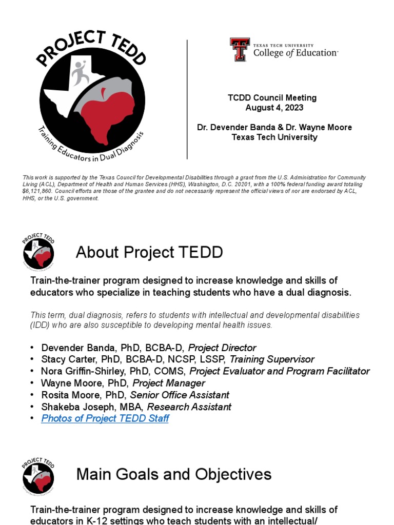 TTU Project TEDD Presentation For TCDD August 4 | PDF