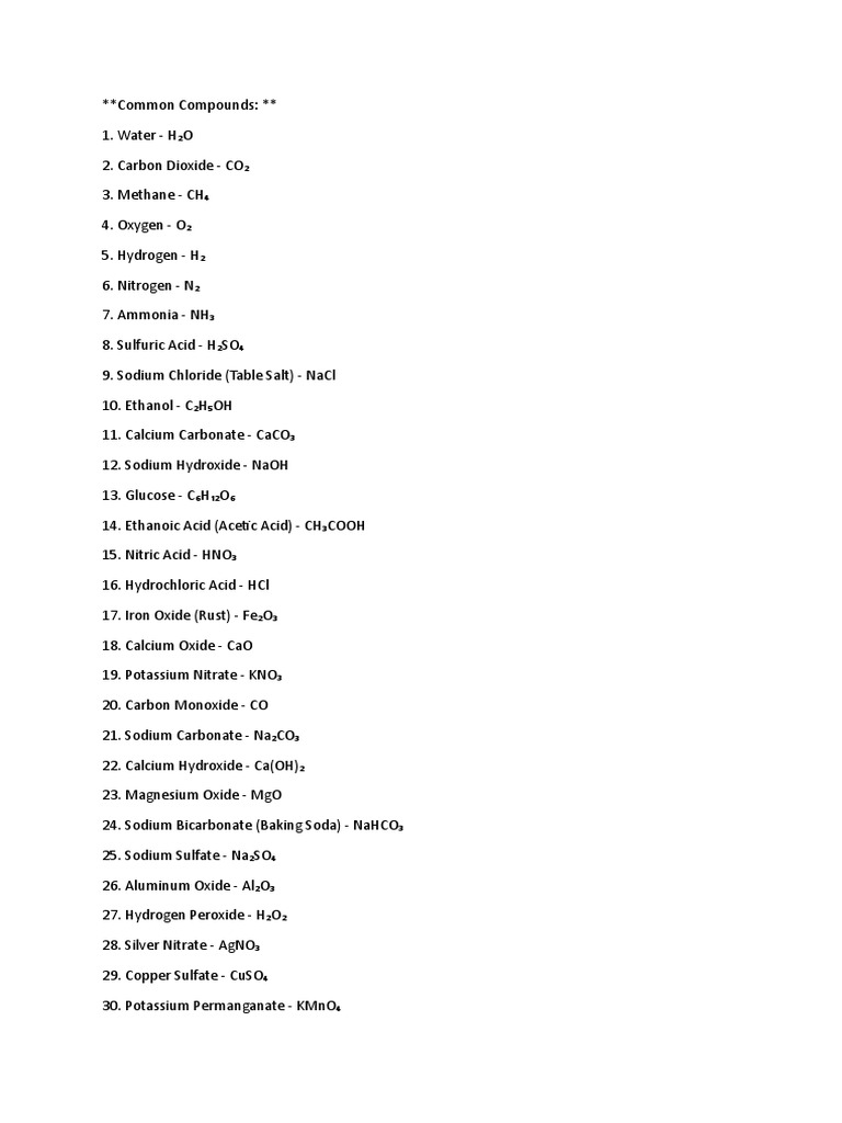 Common Compounds & Equations | PDF