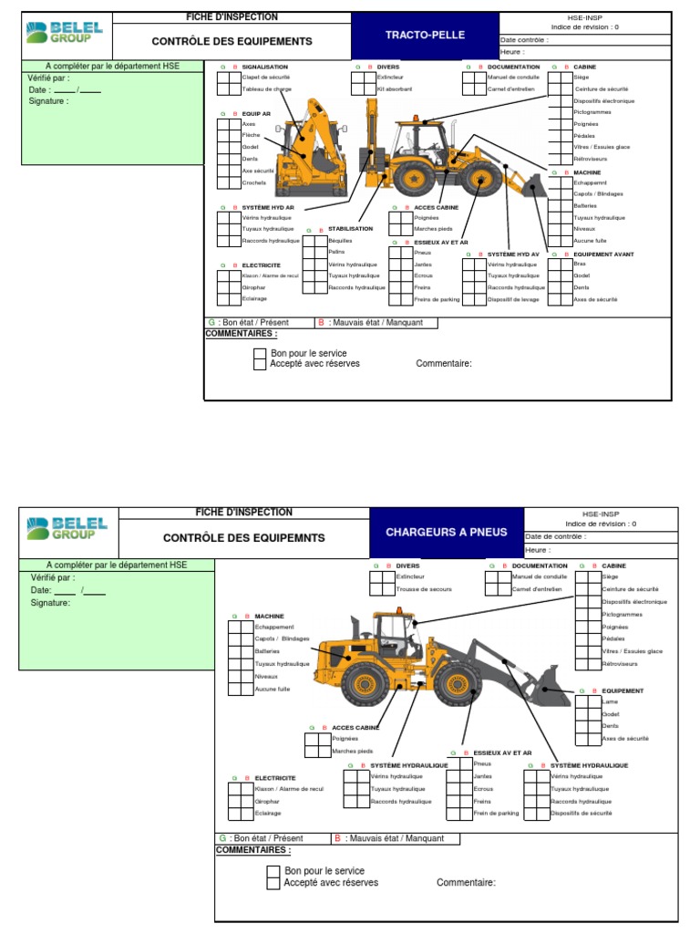 Fiche D'inspection Des Engins | PDF