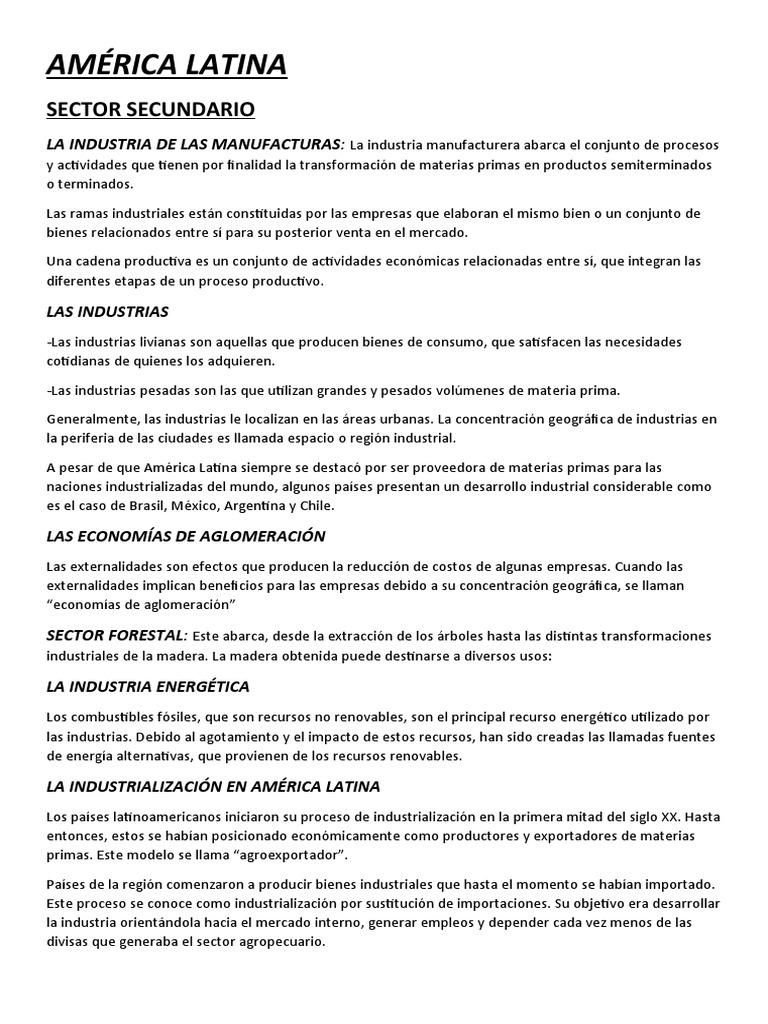 Sectores Económicos de América Latina y Anglosajona | PDF