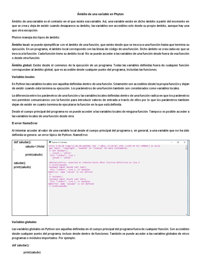 Ámbito de Una Variable en Phyton | PDF | Python (lenguaje de programación) | Programa de computadora