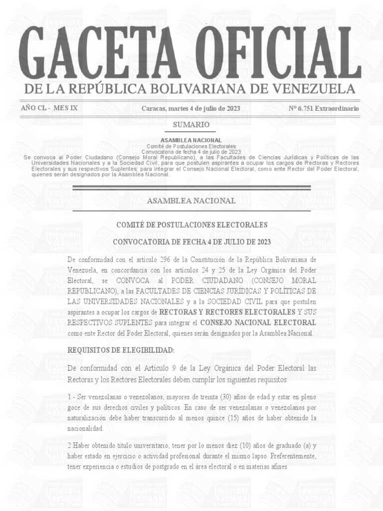 Goe 6751 | PDF | Venezuela | Gobierno