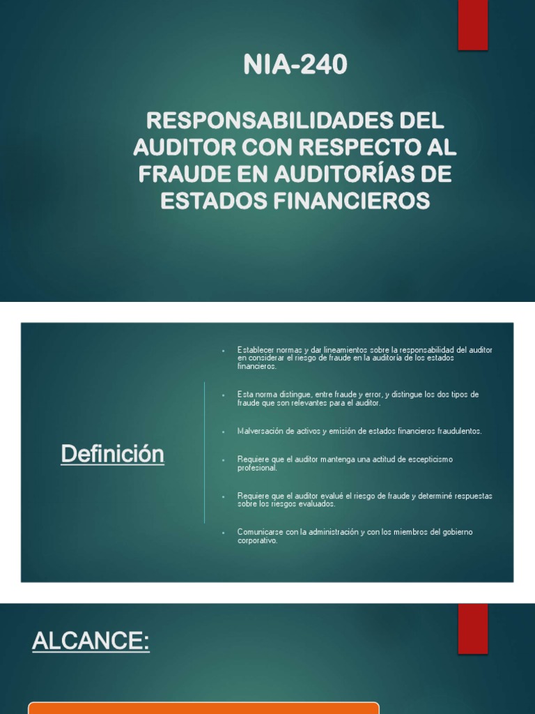 Resumen Nia 240 | PDF | Auditoría | Contralor