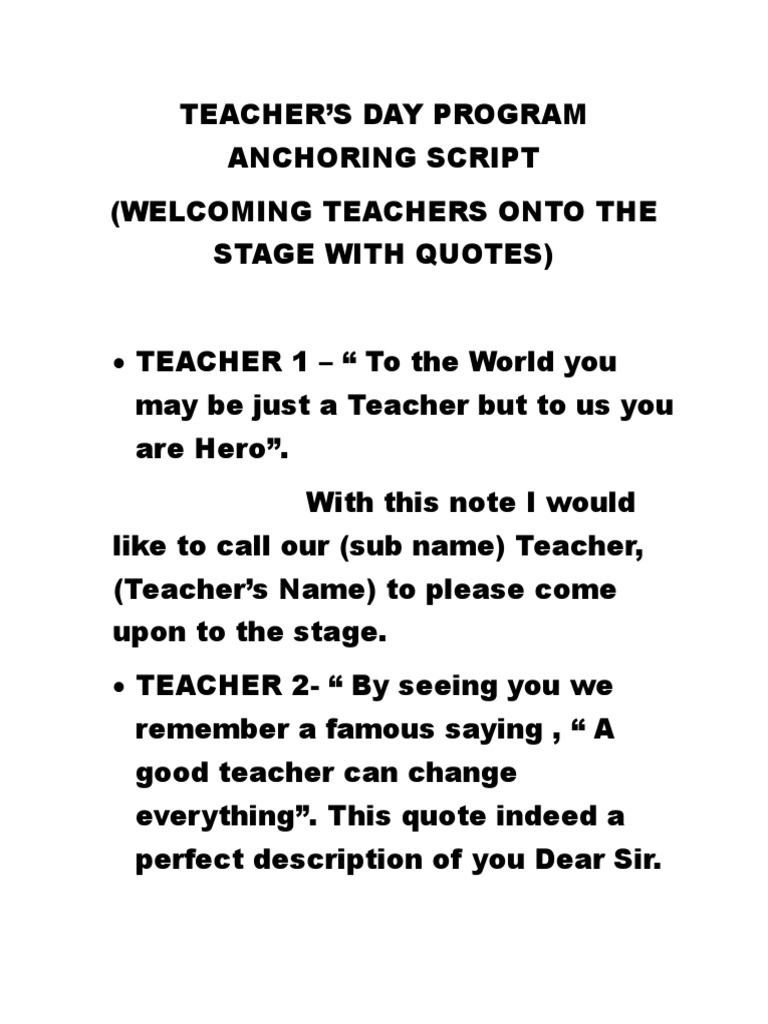 Teachers Day Anchoring Quote | PDF | Religion & Spirituality