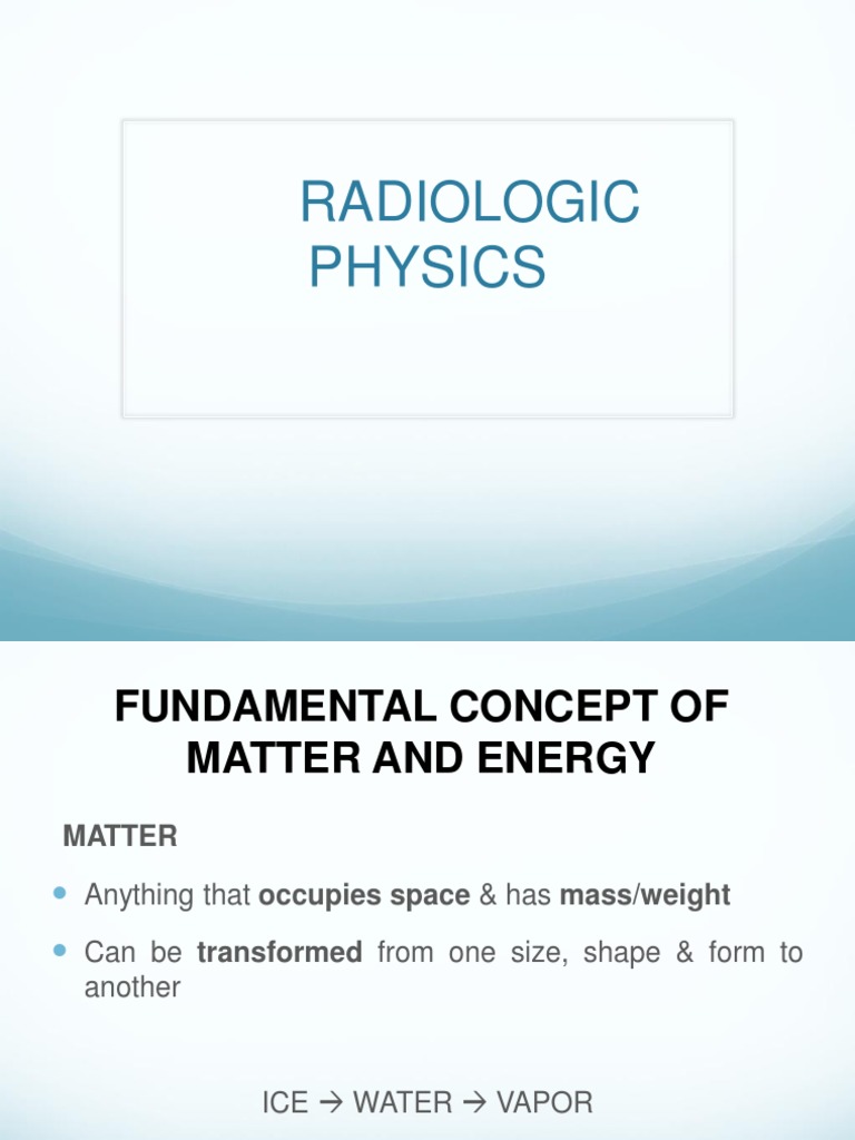 Radiologic Physics: Matter and Energy Concepts | PDF | Atoms ...