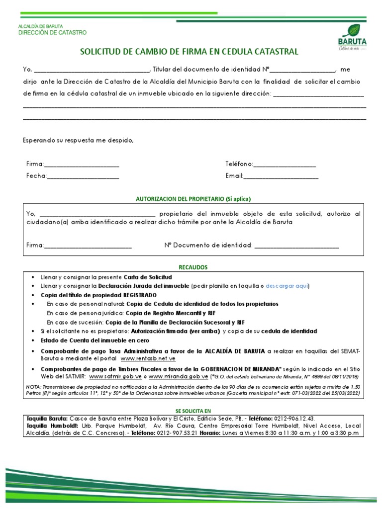 02 Solicitud de Cambio de Firma en El Registro Catastral Ago22 | PDF