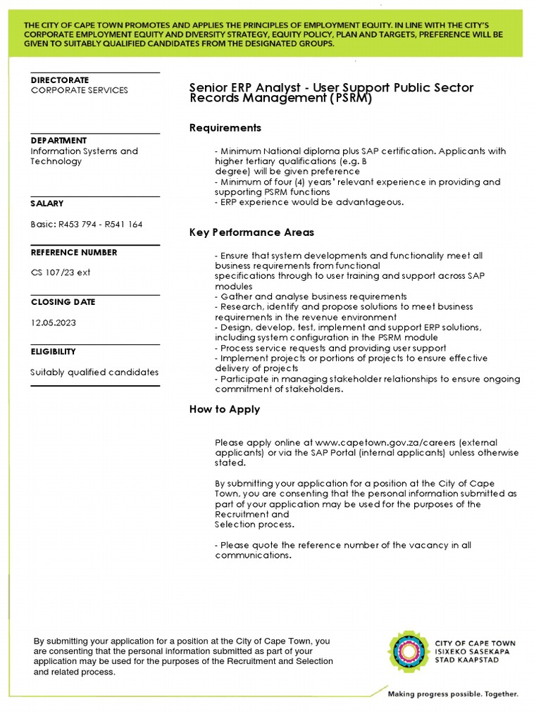 Data Overview - Senior ERP Analyst - User Support Public Sector Records ...