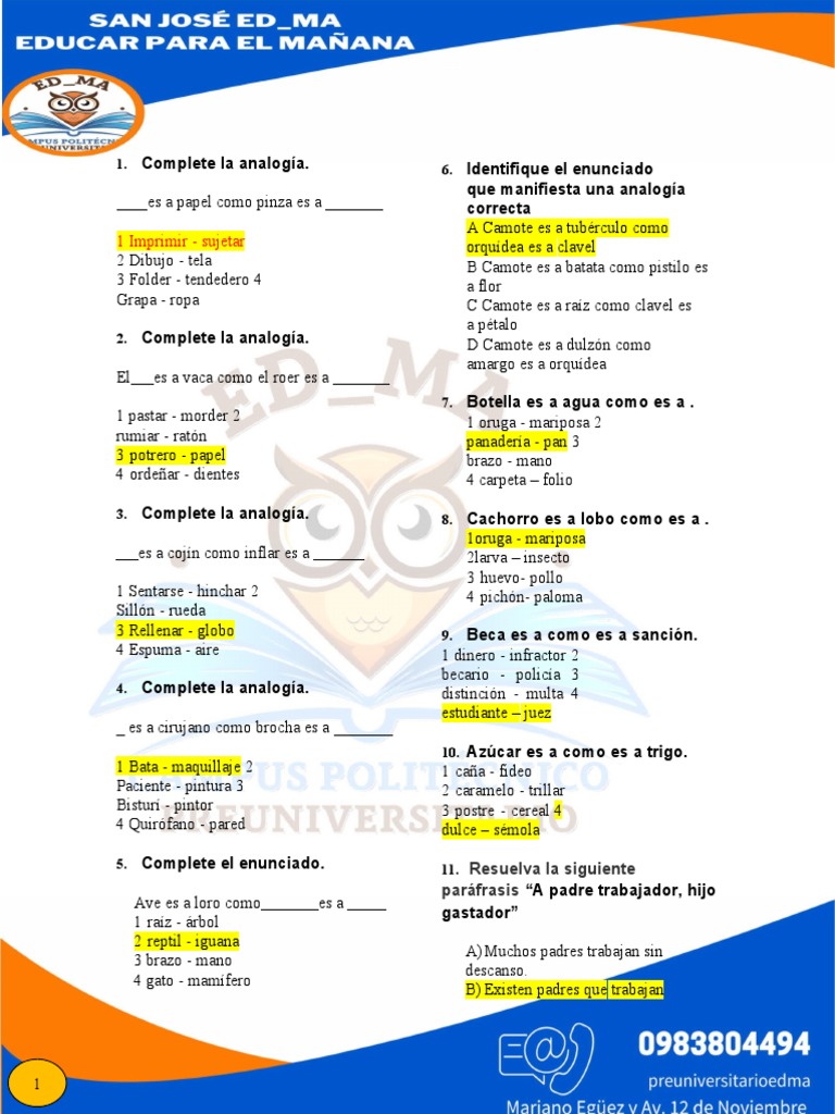 Deber 6 Razonamiento Verbal | PDF