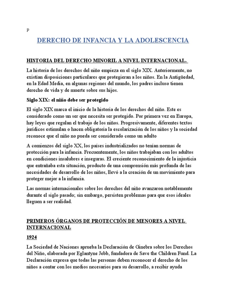 Derecho de Infancia y La Adolescencia | PDF | Derechos de los niños ...