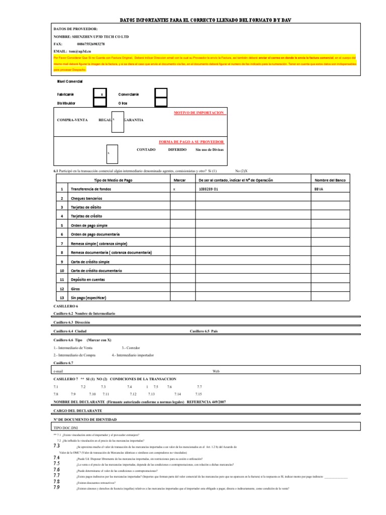 Formato B y Dava Correcto | PDF