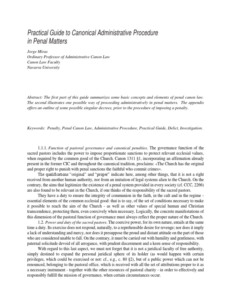 Practical Guide to Canonical Administrative Procedure in Penal Matters ...