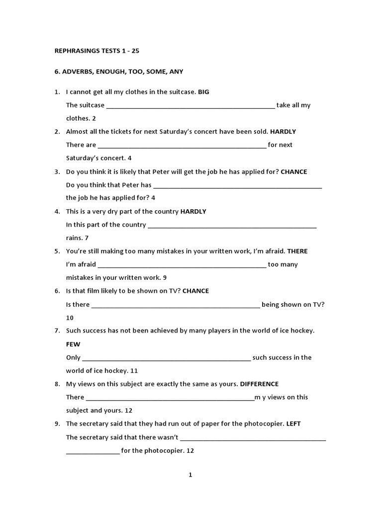 First Rephrasing 1 - 15 | PDF | Linguistics