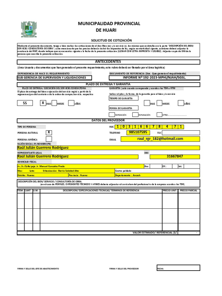 Cotización Raul | PDF