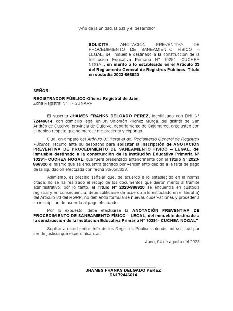 Solicitud Articulo 33 | PDF