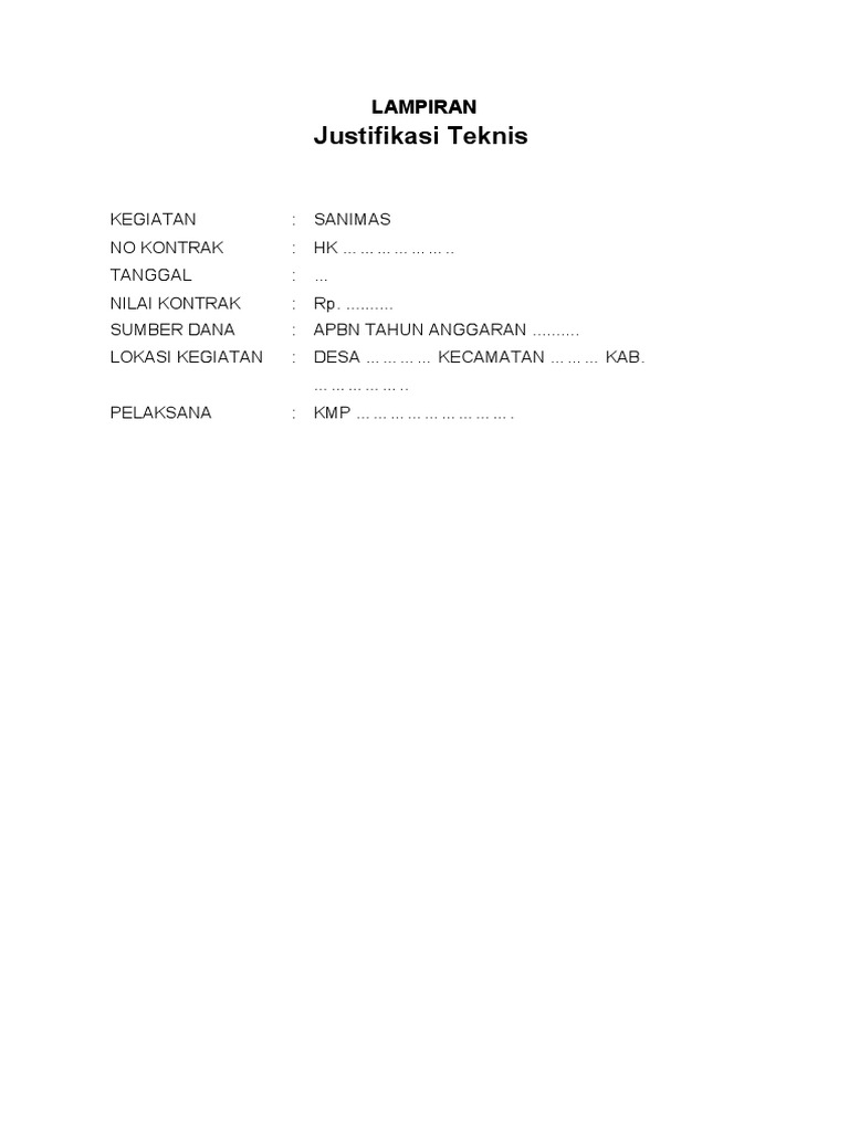 Draft Contoh CCO Dan Justifikasi Teknis | PDF