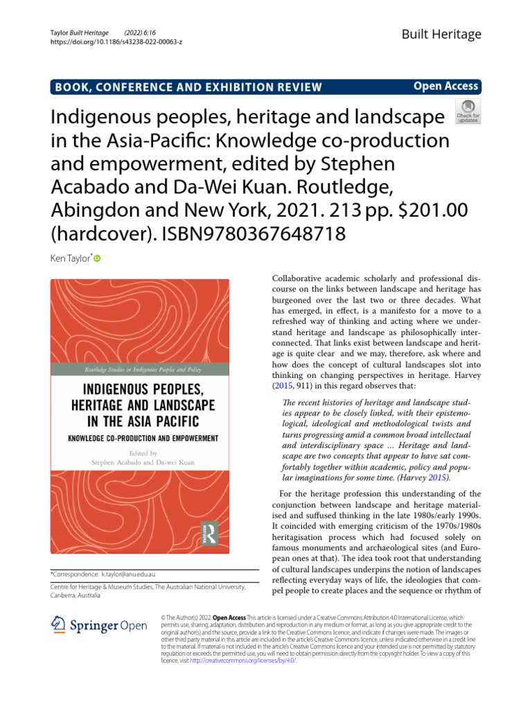 Indigenous Peoples Heritage and Landscape in The A | PDF | Landscape ...