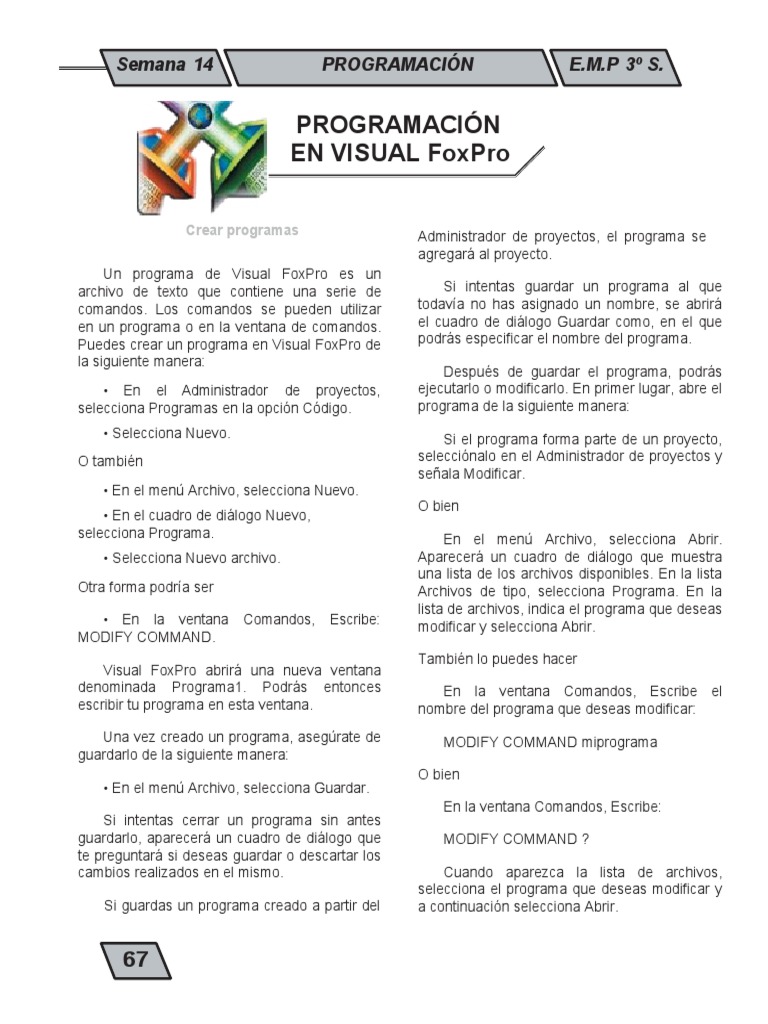 programacion-en-visual-foxpro | PDF