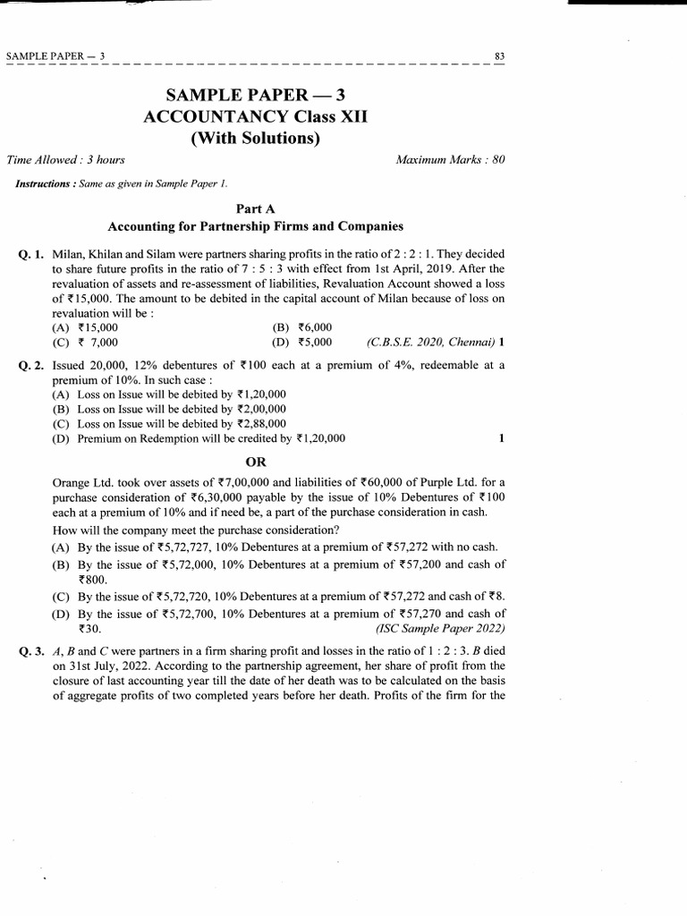 Puneyani's IMA Accounts Test Papers | PDF