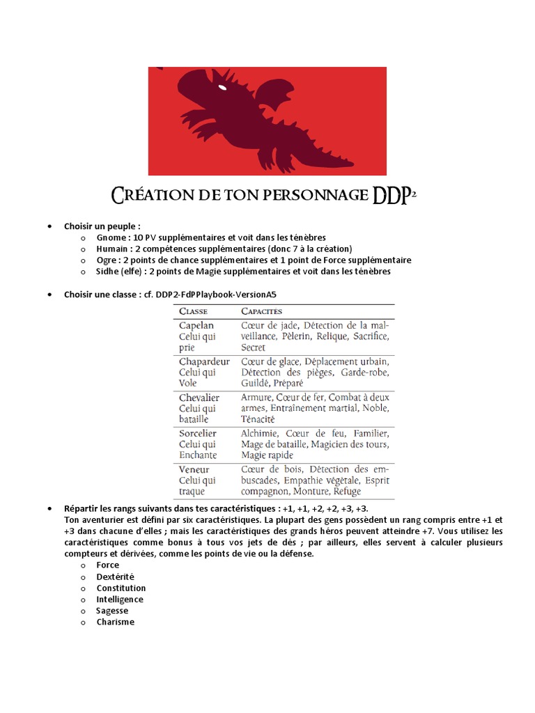 Création de personnage DDP² | PDF | Histoire