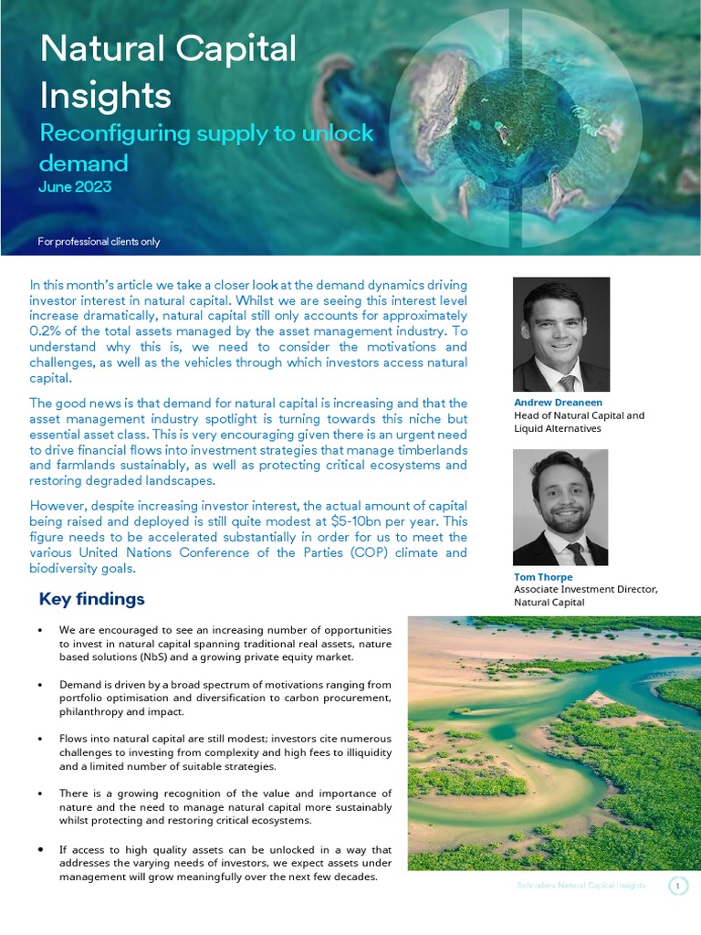 Schroders Natural Capital Insights - Reconfiguring Supply To Unlock ... Schroders Natural Capital Insights - Reconfiguring Supply To Unlock ...