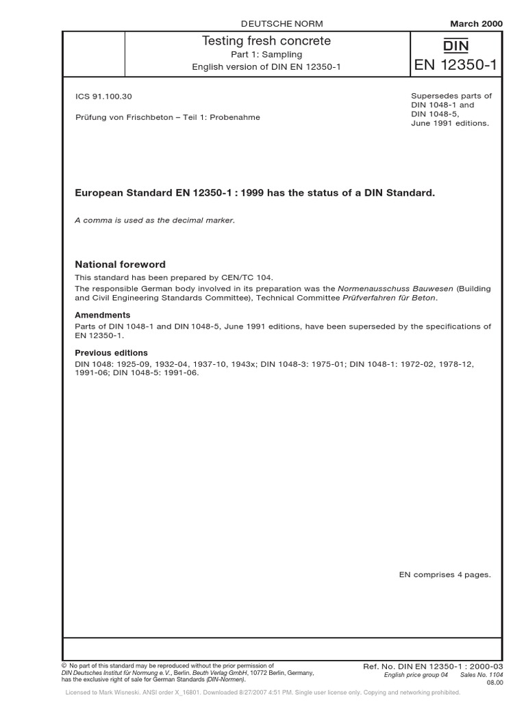 Din en 12350 - 1 | PDF
