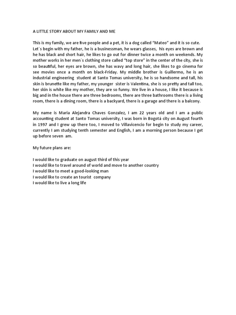 A Little Story About My Family and Me | PDF