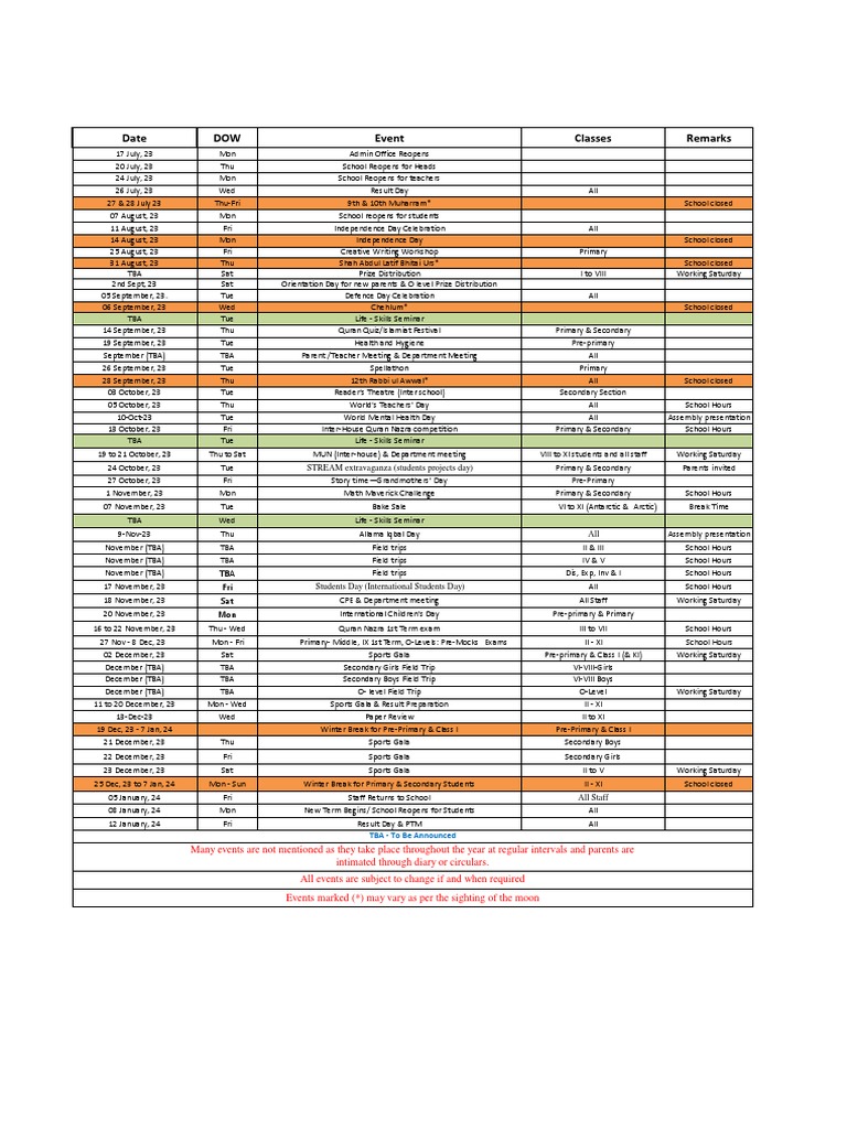 School Calendar 2023-24 (1st Term) - Final | PDF | Schools ...