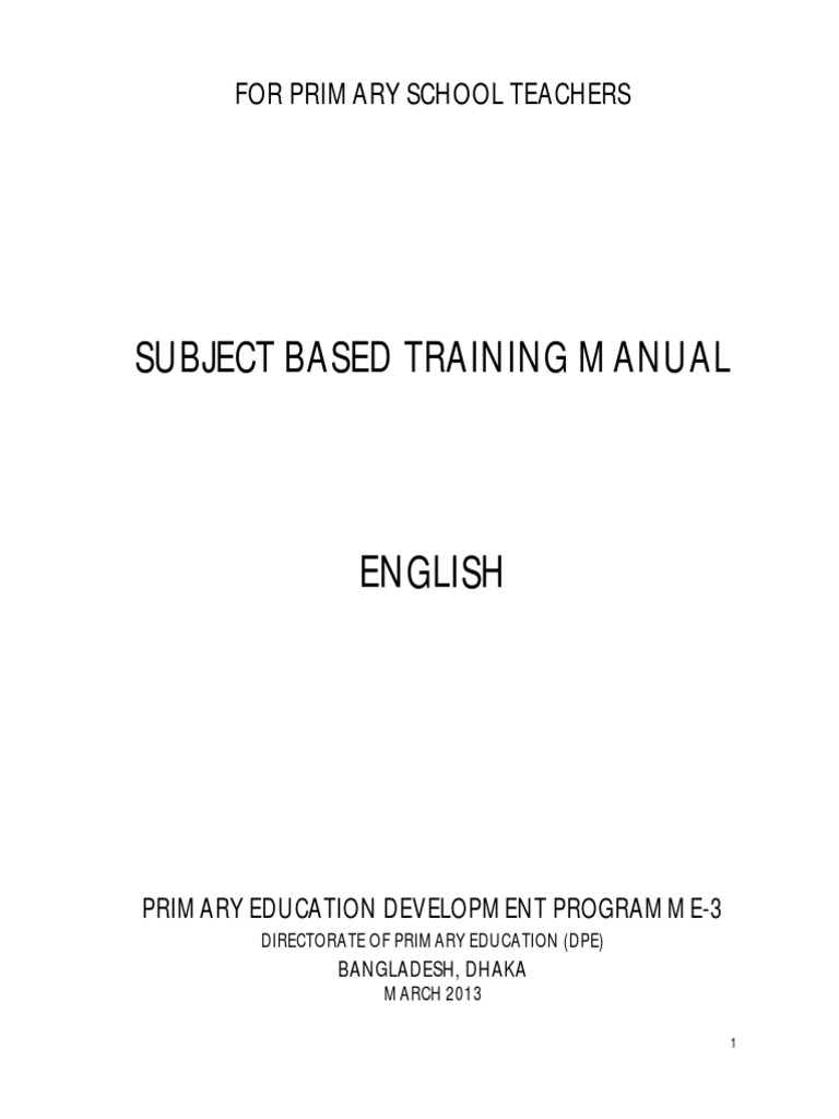 Subject Based English Training Manual | PDF | Classroom Management ... Subject Based English Training Manual | PDF | Classroom Management ...