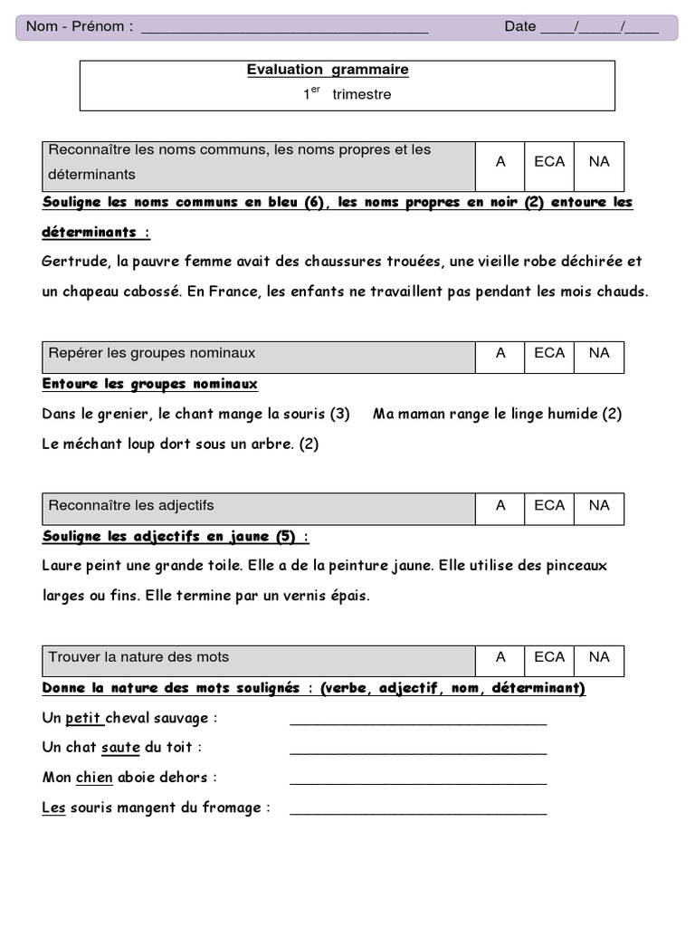 Evaluation CE2 Français | PDF