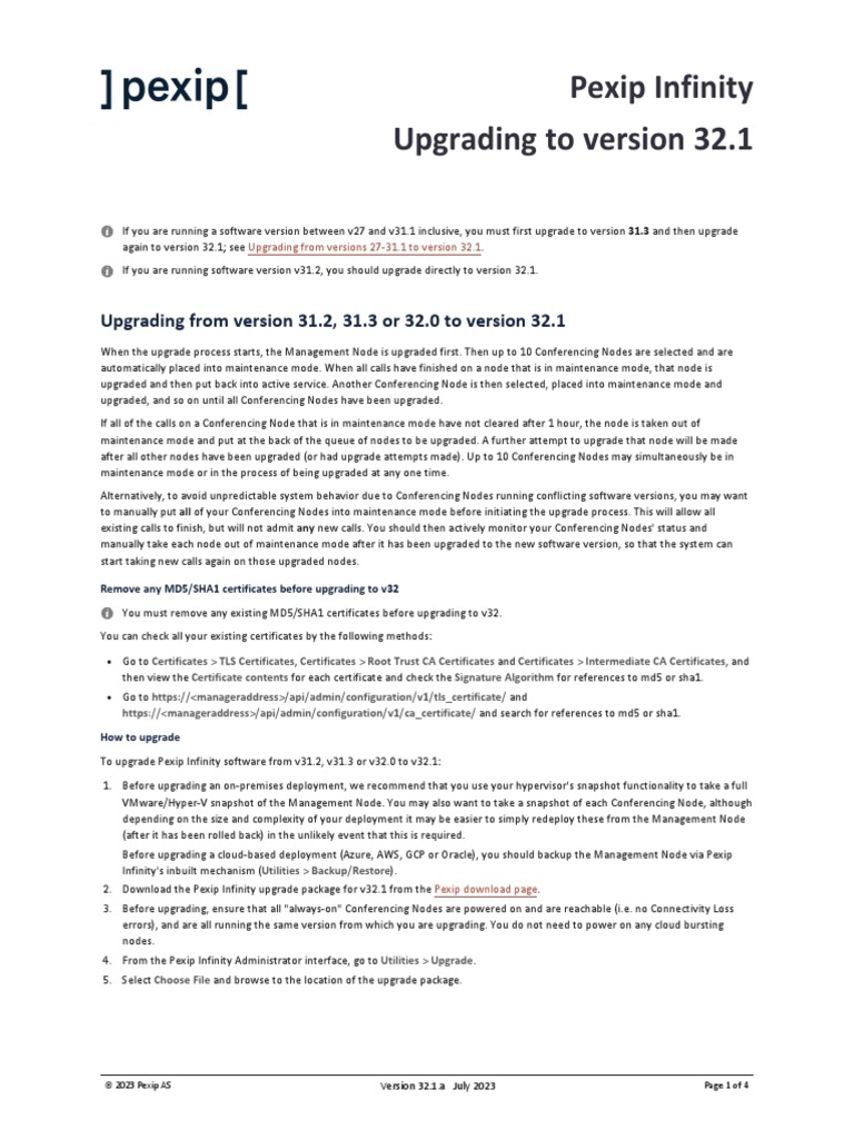 Pexip Infinity Upgrade Guide v32.1 | PDF | Cloud Computing | Microsoft Azure