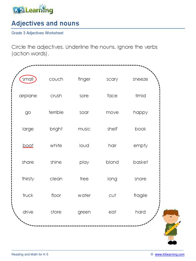 Grade 3 Adjectives Worksheet | PDF
