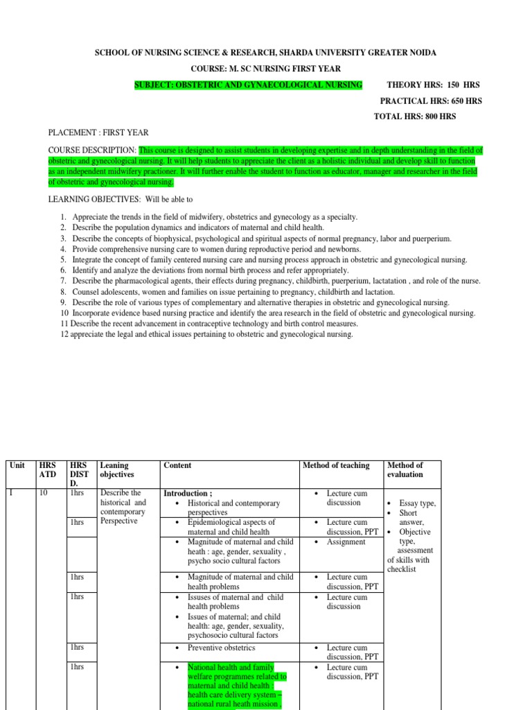 Obg MSC 1st Year | PDF | Childbirth | Obstetrics