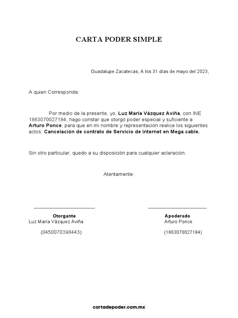 Carta Poder Simple | PDF