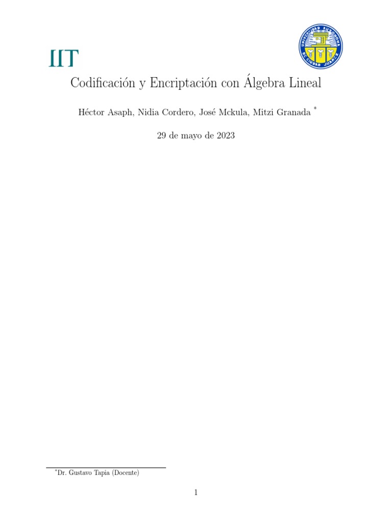 Encriptación Con Algebra Lineal | PDF | Criptografía | Cifrado