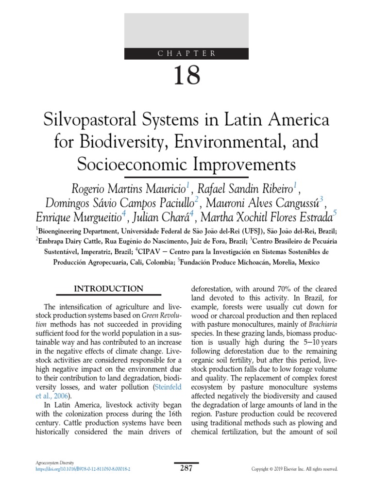 Chapter 18 - Silvopastoral Systems in Latin America For Biodiversity, Environmental, and ...