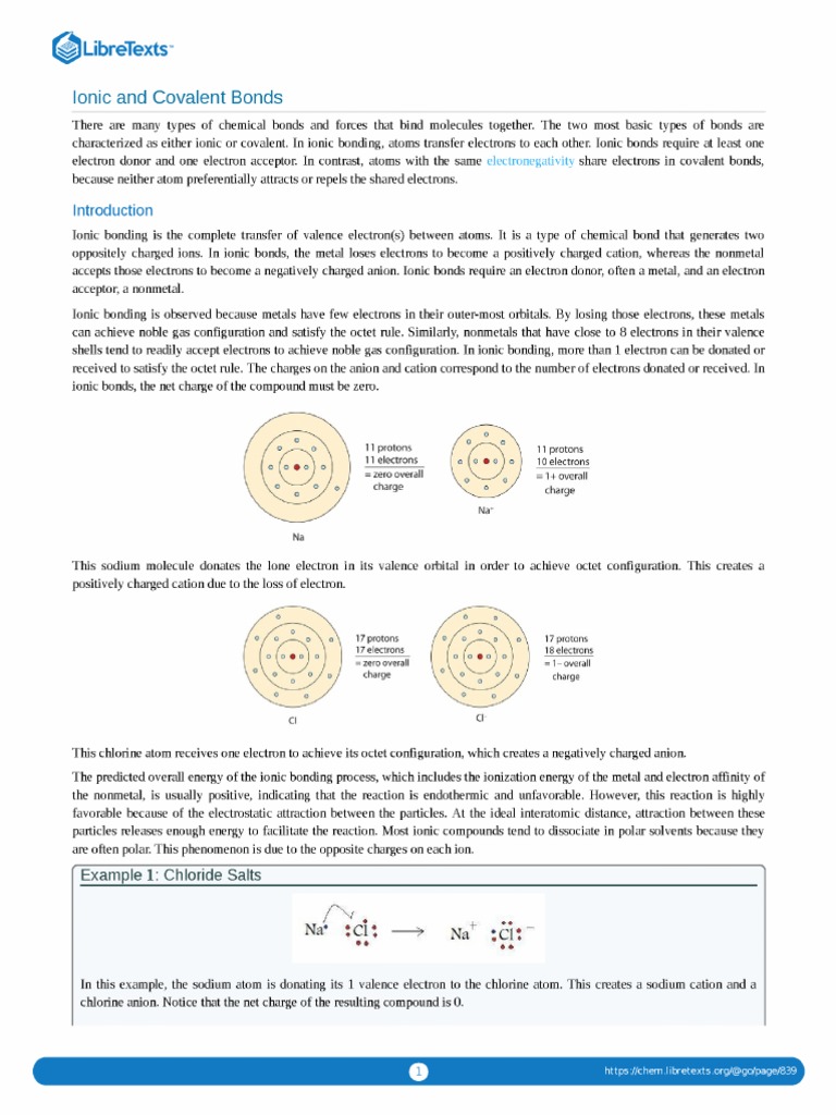 Ionic and Covalent Bonds | PDF | Ion | Chemical Bond