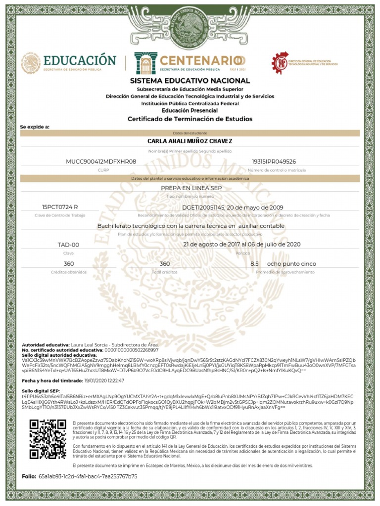 Certificado Bachillerato Electronico 7t86e56e Pdf