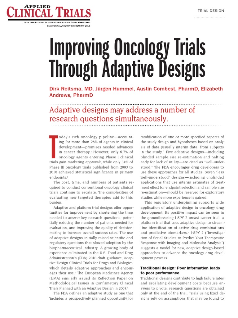 Improving Oncology Trials Through Adaptive Trial Design Act Oncology