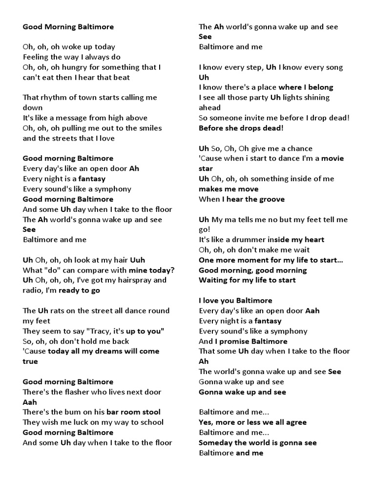 Good Morning Baltimore: A Dreamer's Anthem | PDF
