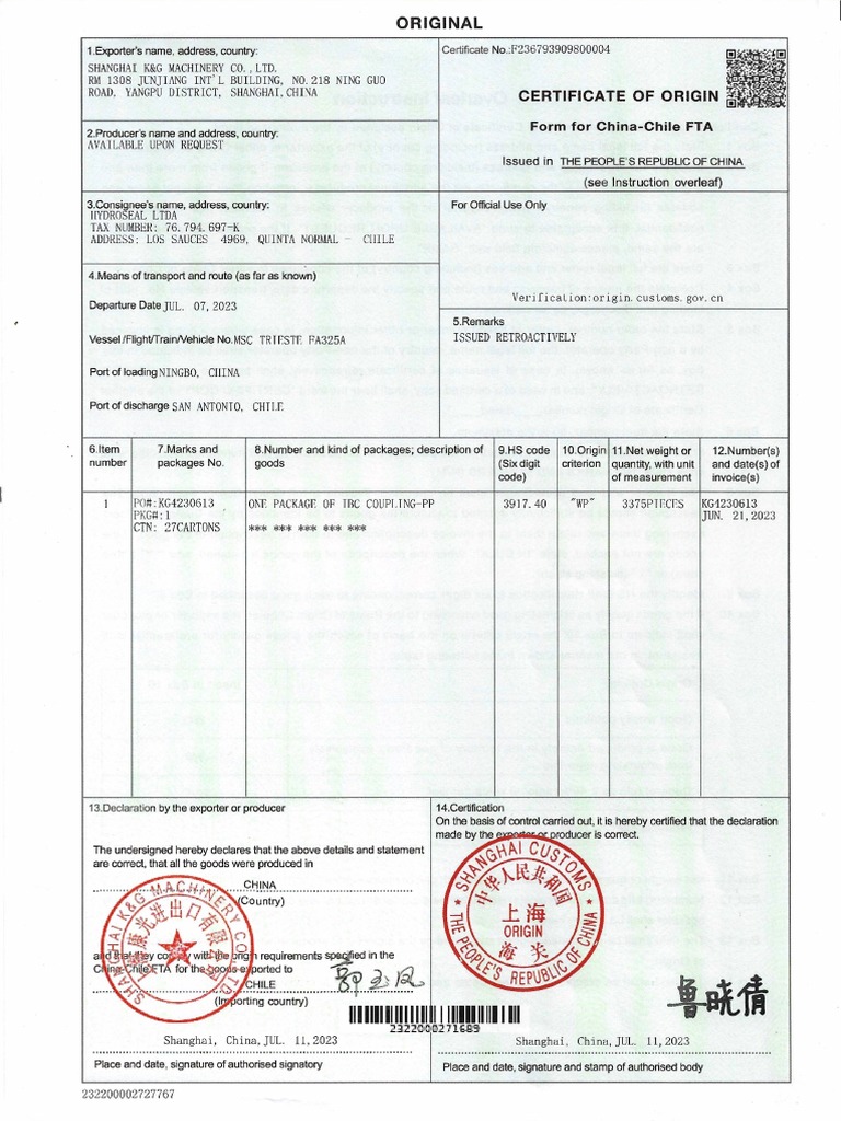 Certificate of Origin | PDF