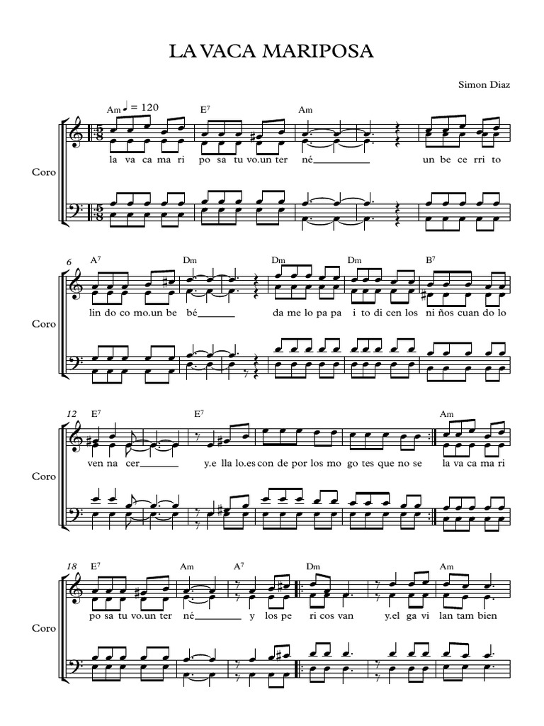 LA VACA MARIPOSA - Partitura Completa | PDF