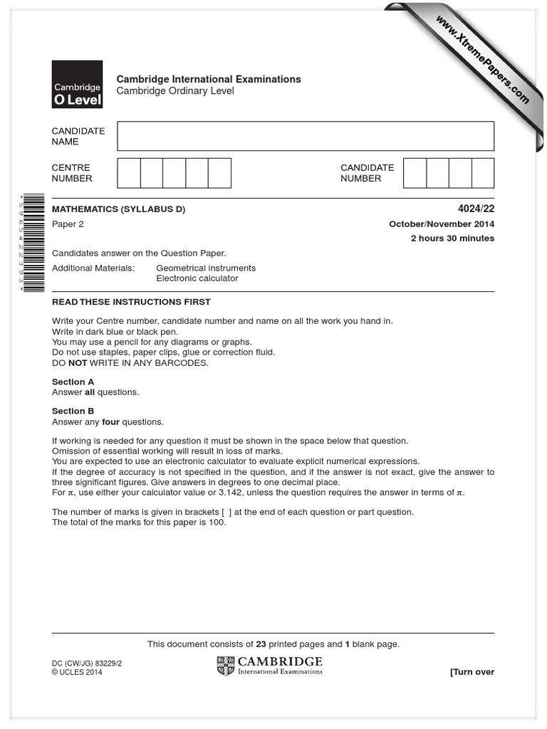 Cambridge Ordinary Level | PDF