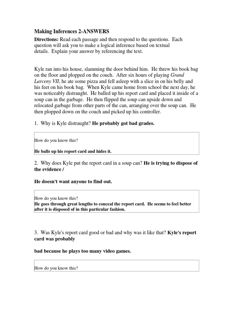 Making Inferences 2 Answers | PDF