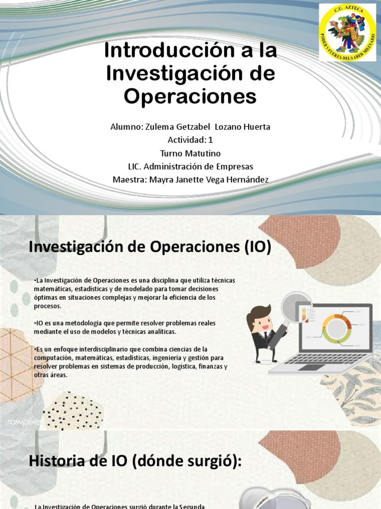 Investigacion de Operaciones Act 1 | PDF | Toma de decisiones | La ...