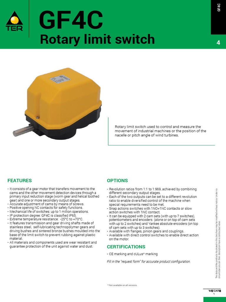 Rotary Limit Switch GF4C | Download Free PDF | Gear | Switch