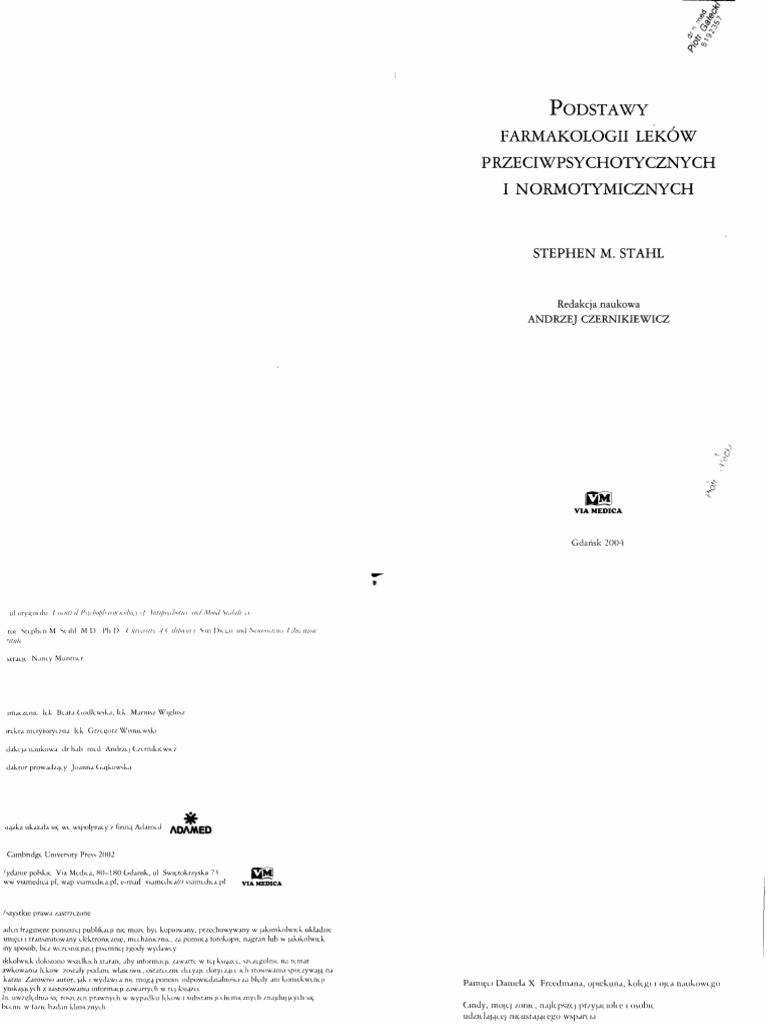 Podstawy Farmakologii Leków Przeciwpsychotycznych I Normotymicznych ...