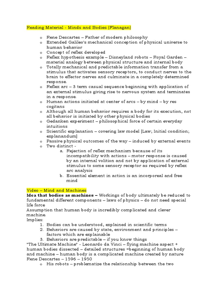 Week 1 Topic 1 - Bodies J Minds J and Machines | PDF | Mind | Metaphysics