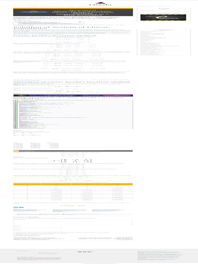 Prog 6.2 Gauss-Jacobi's Iteration Method - Algorithm, Implementation in ... Prog 6.2 Gauss-Jacobi's Iteration Method - Algorithm, Implementation in ...