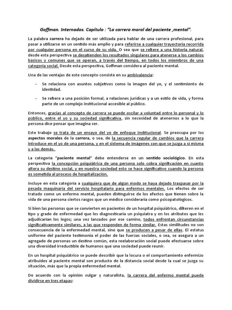 Goffman. Internados. Cap 2 | PDF